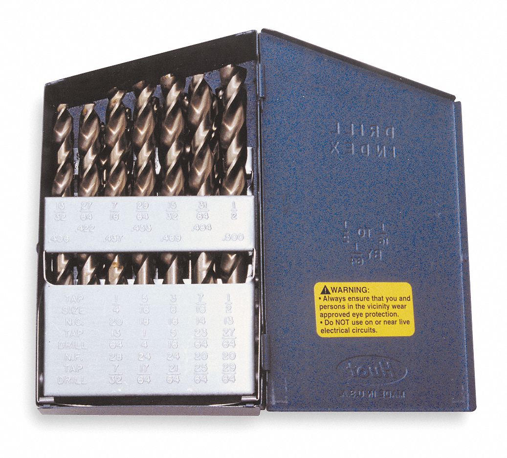 Jobber Drill Bit Set, Drill Bit Point Angle 135° - Grainger