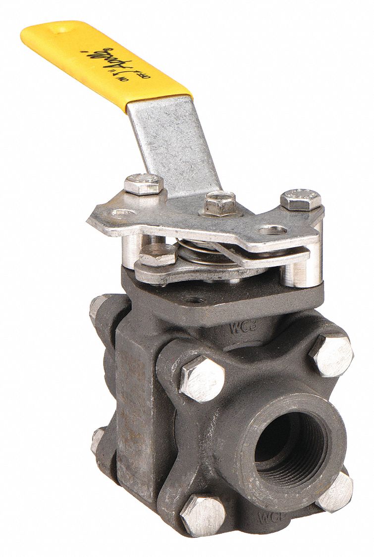 Ball Valve, Carbon Steel, Inline, 3-Piece, Pipe Size 1 in, Connection ...