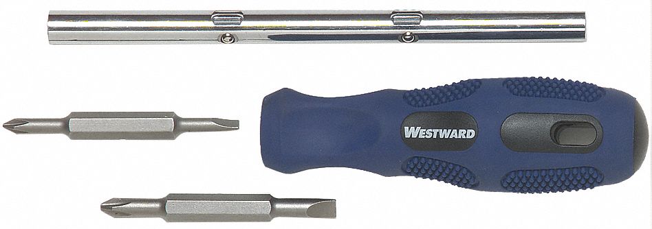 WESTWARD Multi-Bit Screwdriver, Quick Change, Number of Pieces 4 ...