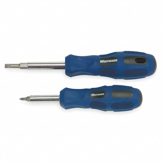 WESTWARD Multi-Bit Screwdriver Set, Tip Size 1/4 in, 1/8 in, 3/16 in, 5 ...