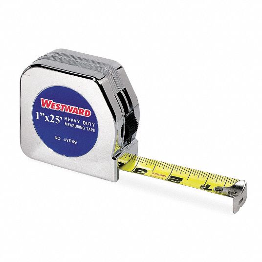 12 ft. Steel Tape Measure, Chrome - Grainger