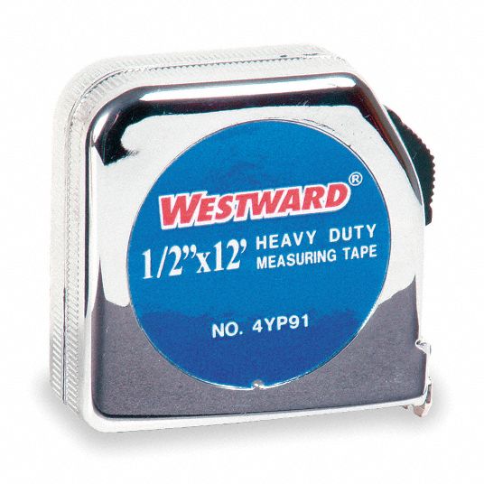 12 ft. Steel Tape Measure, Chrome - Grainger