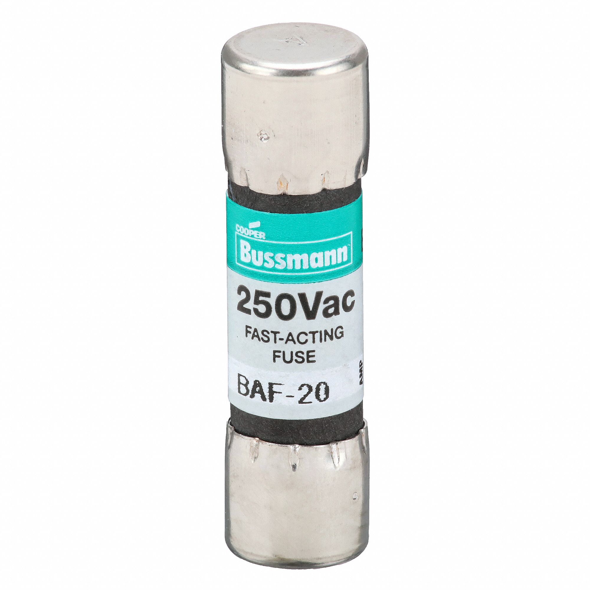 BUSSMANN FUSE, 20 AMPS, 250V AC, 10KA AT 125V AC/200A AT 250V AC, BAF ...
