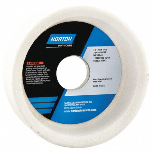 NORTON Straight Cup Grinding Wheel: 5 in Abrasive Wheel Dia, 1 1/2 in ...