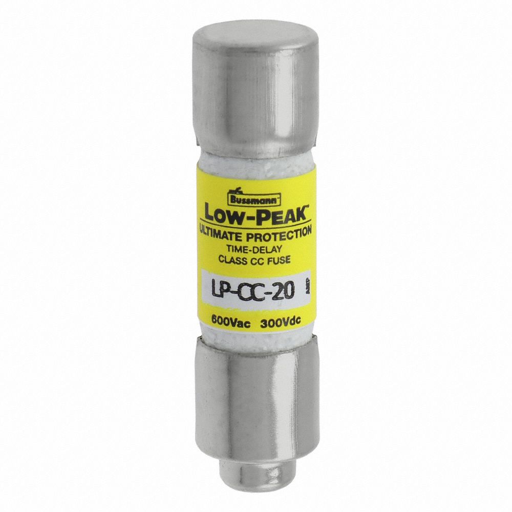 BUSSMANN UL Class CC Fuse: Time Delay, 20 A, LP-CC, 1-1/2 in L x 13/32 in dia Fuse Size - 1CX53 ...