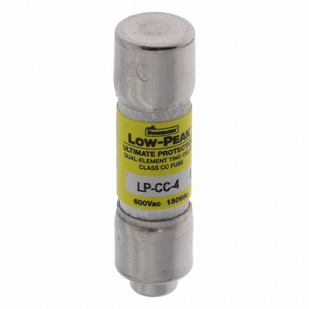 BUSSMANN UL Class CC Fuse: Time Delay, 4 A, LP-CC, 1-1/2 in L x 13/32 ...