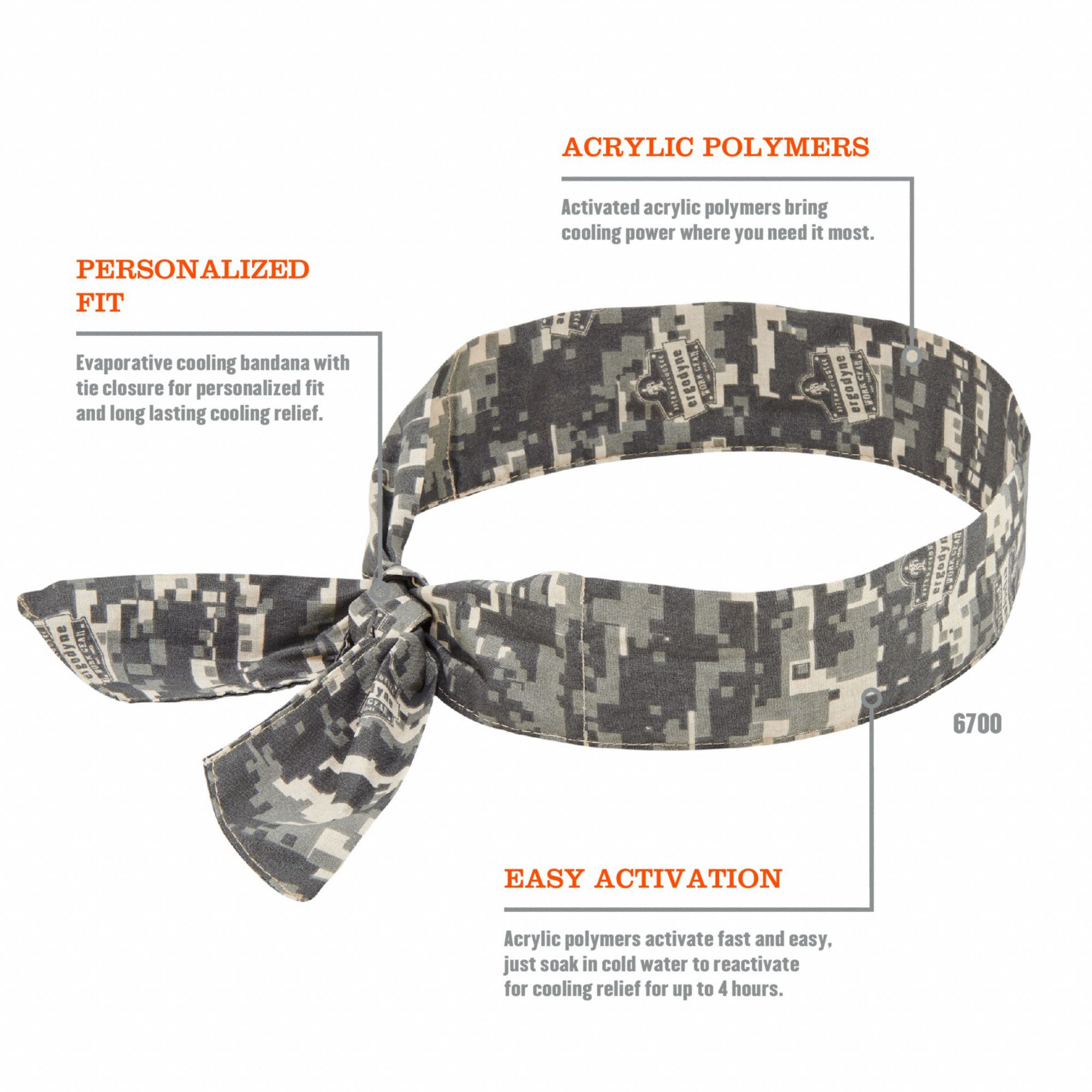 CHILL-ITS BY ERGODYNE Evaporative Cooling Bandana, Acrylic Polymer ...
