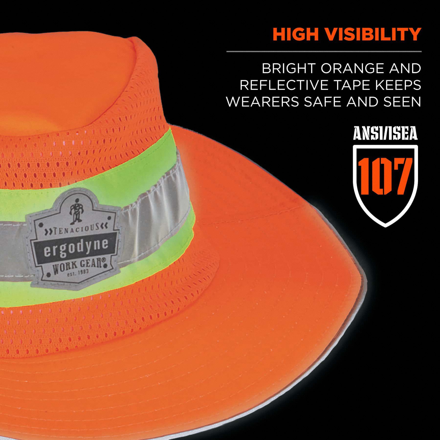 GLOWEAR BY ERGODYNE Sun Hat: Orange, XL, Sun Visor Hat, Polyester, Gen ...