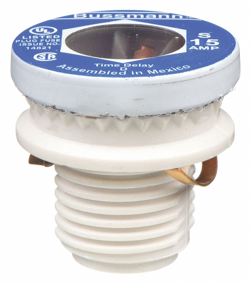 BUSSMANN, 15A, 125V AC, Plug Fuse - 1CZ14|S-15 - Grainger