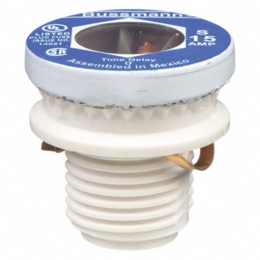 BUSSMANN, S Series, Time-Delay, Plug Fuse - 1CZ14|S-15 - Grainger