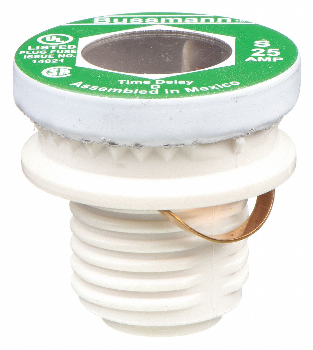 BUSSMANN, S Series, Time-Delay, Plug Fuse - 1CZ20|S-25 - Grainger