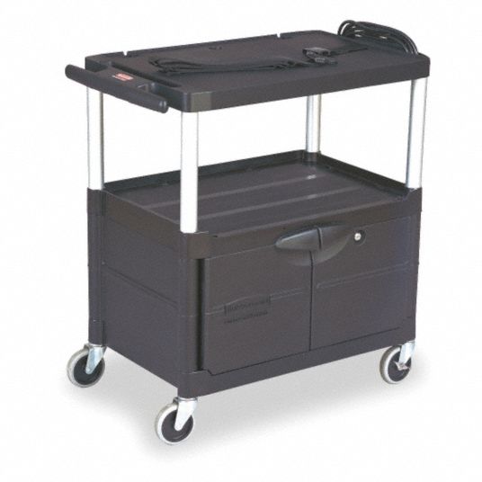Cart with Cabinet, Audio Visual Cart, 32 1/2 in Width, 18 3/4 in Depth ...