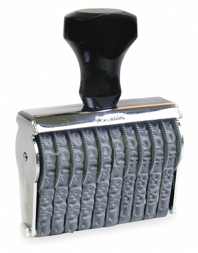 10 Bands, Metal, Ink Pad Required Numbering Stamp - 1CZP7|038712 - Grainger