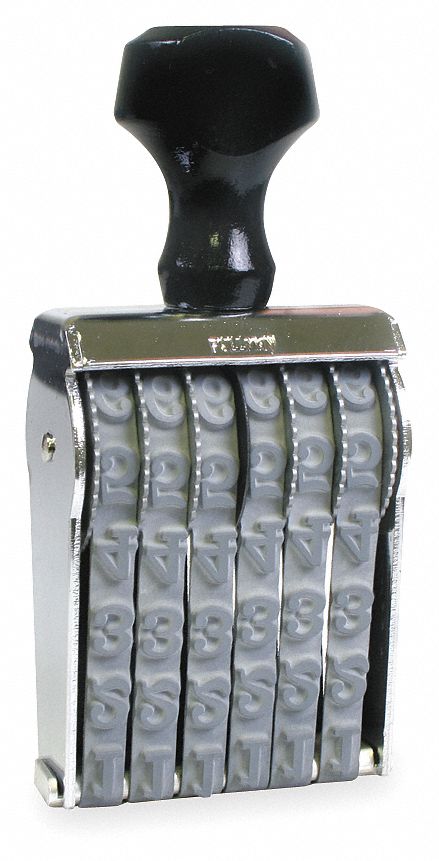 6 Bands, Metal, Ink Pad Required Numbering Stamp - 1CZR2|038716 - Grainger