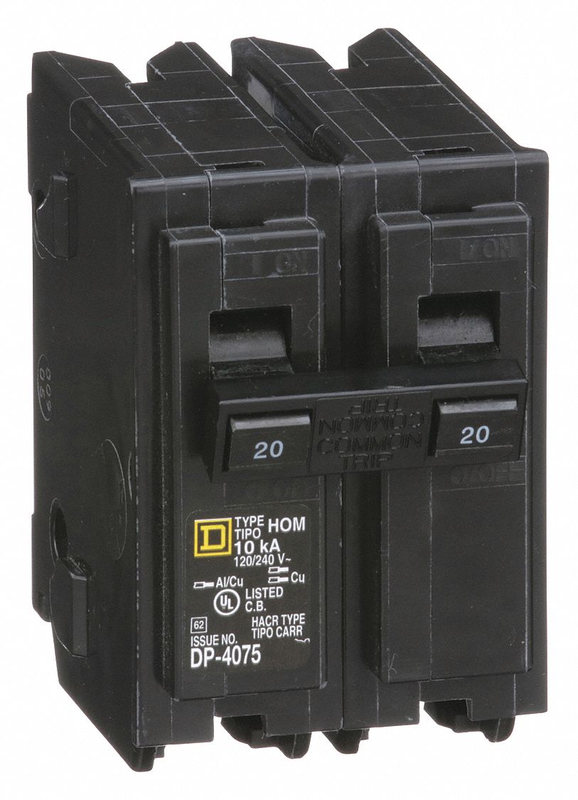 SQUARE D, 20 A, 120/240V AC, Miniature Circuit Breaker - 1D352|HOM220 ...