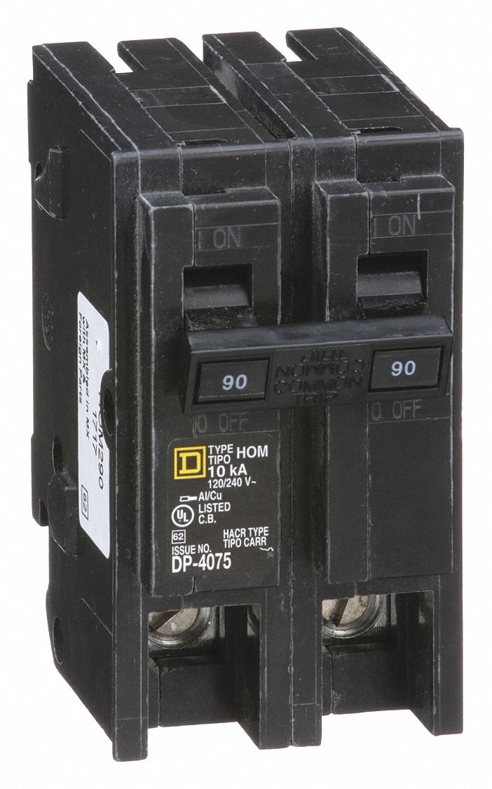 SQUARE D Interruptor de Circuito de Enchufe, Serie HOM, Número de Polos 2, 90 Amperes, 120 ...