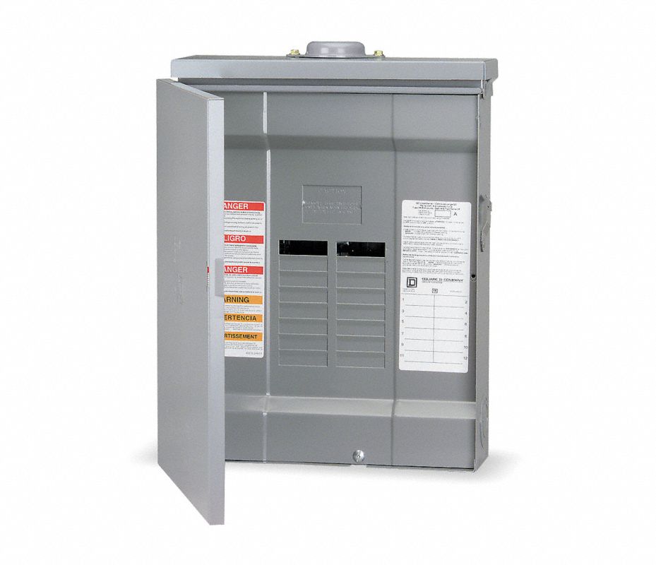 SQUARE D Centro de Carga, Zapata Principal,125 Amperes,120/240VCA Voltaje,Número de Espacios: 12 ...