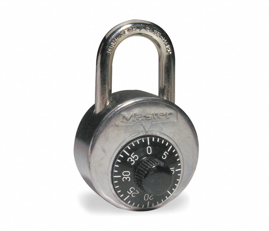 MASTER LOCK Candado de Combinación, Acero Inoxidable, Plateado, Redonda, 2-3/16", 15/16", 2-3/16 ...