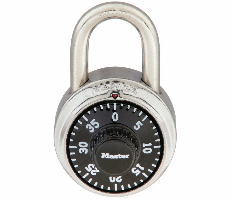 MASTER LOCK Candado de Combinación, Acero Inoxidable, Plateado, Cromado, Redonda, 1-7/8", 3/4 ...