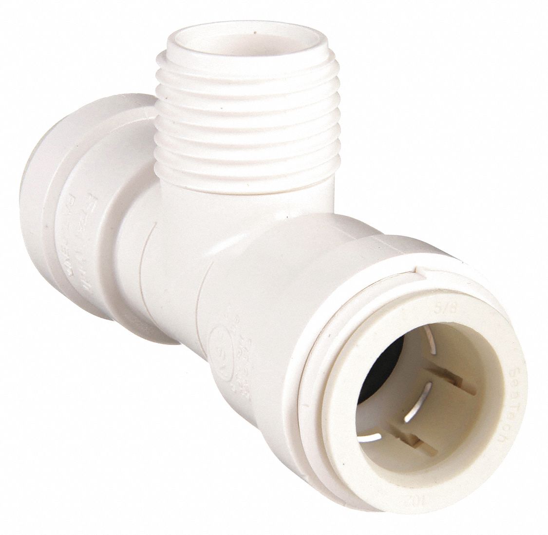 WATTS, 1/2 in OD x 1/2 in OD x 1/2 in Pipe Size, Polysulfone, Push-Fit ...