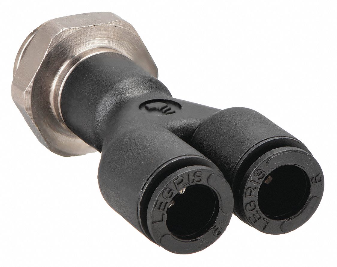LEGRIS, 1/4 in Pipe x 6 mm OD x 6 mm OD Size, 39 mm Overall Lg, Push-Fit Wye Fitting - 1DEJ3 ...