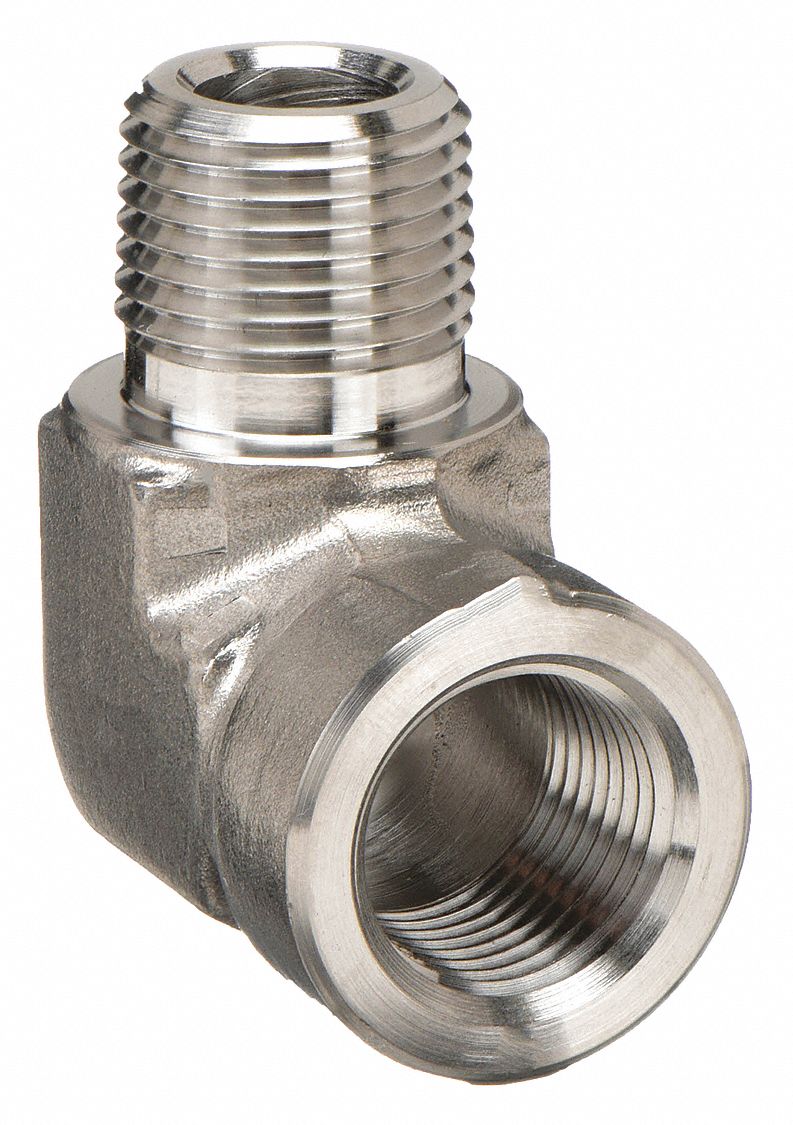 316 Stainless Steel, 3/8 in x 3/8 in Fitting Pipe Size, 90° Street Elbow - 1DGJ3|6-6 SE-SS ...