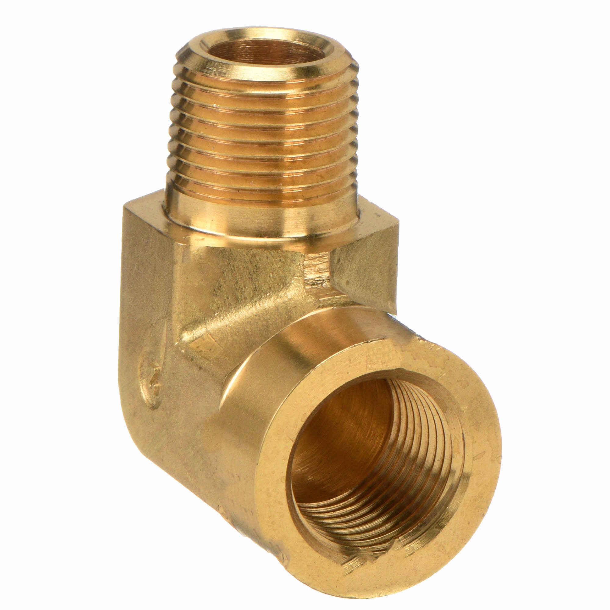 PARKER 90° Street Elbow: Brass, 3/8 in x 3/8 in Fitting Pipe Size, Male ...