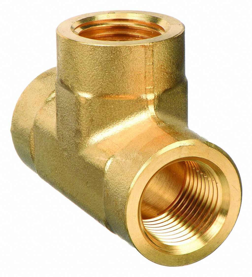 Brass, 3/8 in x 3/8 in x 3/8 in Fitting Pipe Size, Female Tee - 1DGK7|6 ...