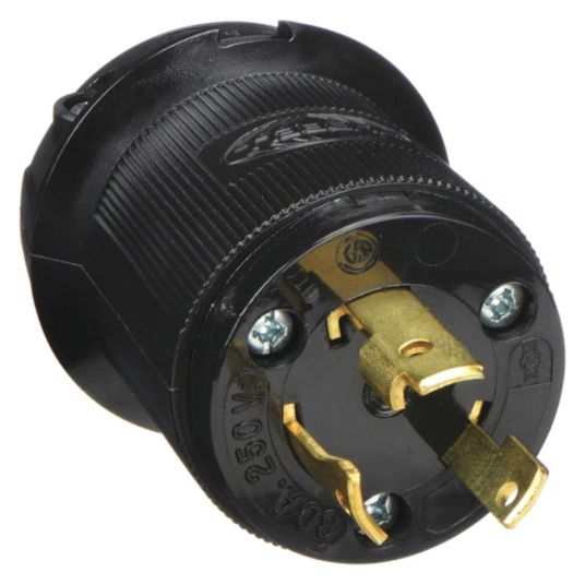 L6-30P, 250V AC, Locking Plug - 1DJJ9|HBL2621BK - Grainger