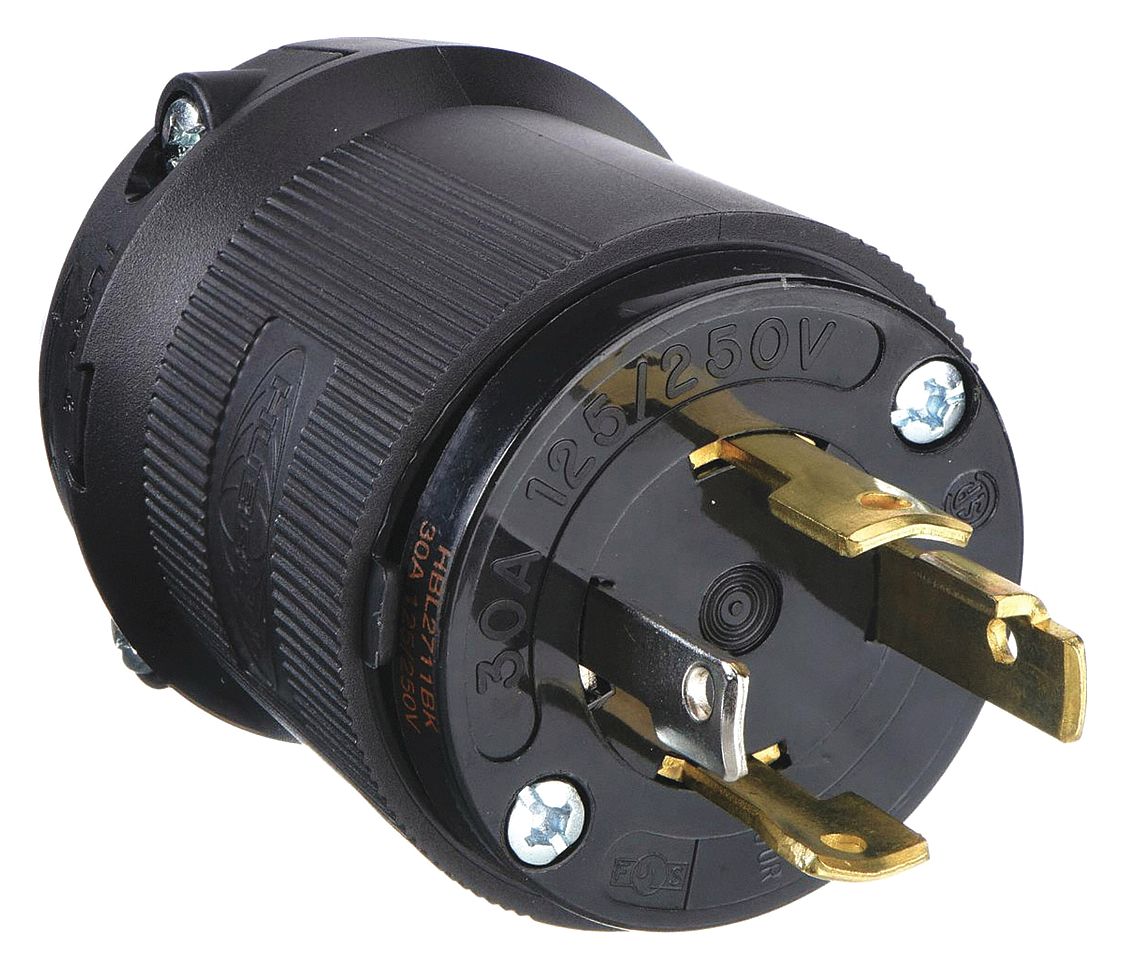 L14-30P, 125/250V AC, Locking Plug - 1DJK8|HBL2711BK - Grainger