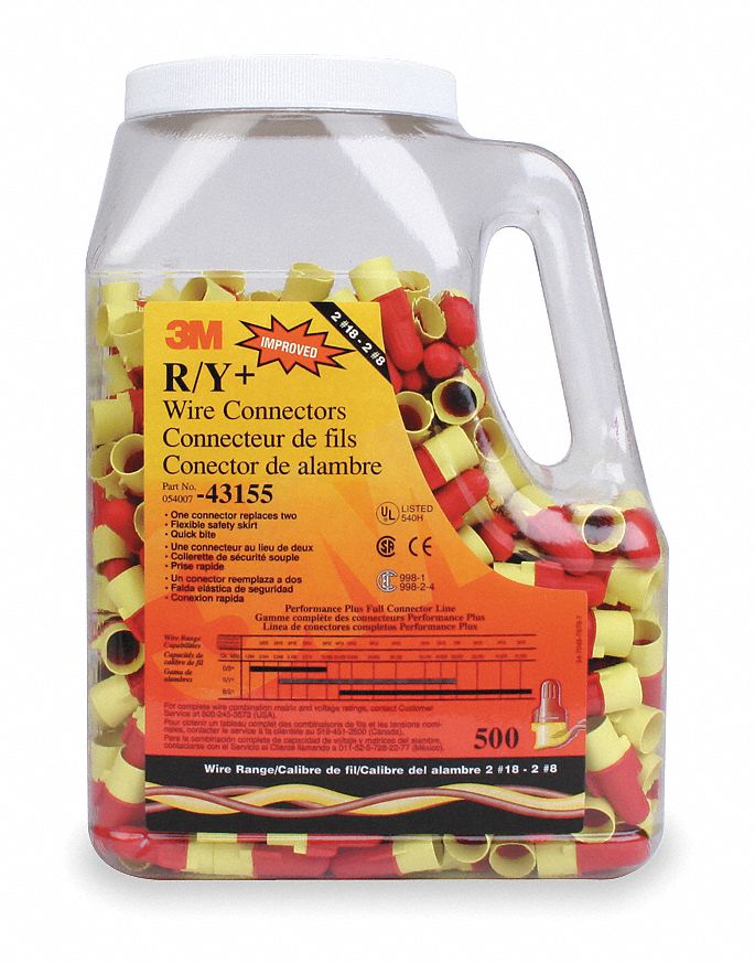 3M Twist On Wire Connector: Red/Yellow, (5) 12 AWG Min. Wire Combo ...