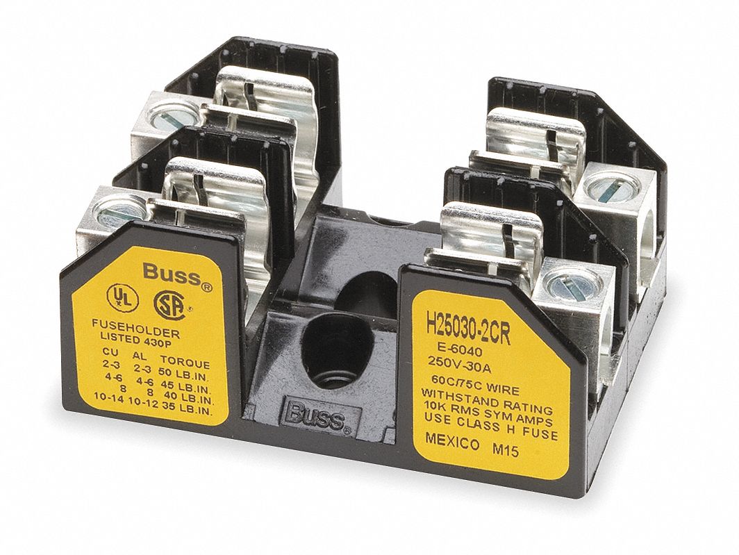 BUSSMANN Fuse Block, Fuse UL Class H - 1DM23|H25030-2CR - Grainger