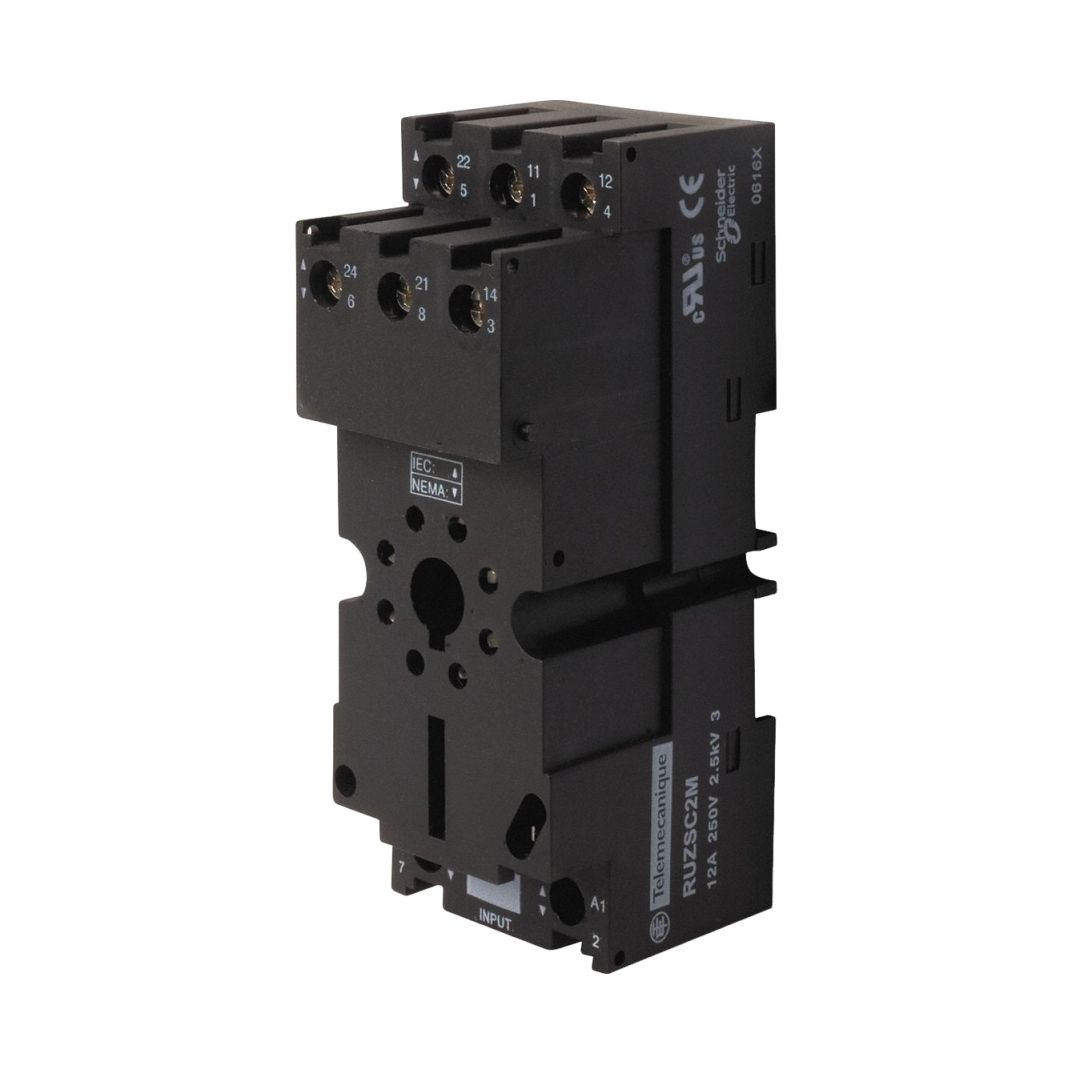 SCHNEIDER, 12 A Rating, DIN-Rail Socket Mounting, Relay Socket - 1DPW6 ...