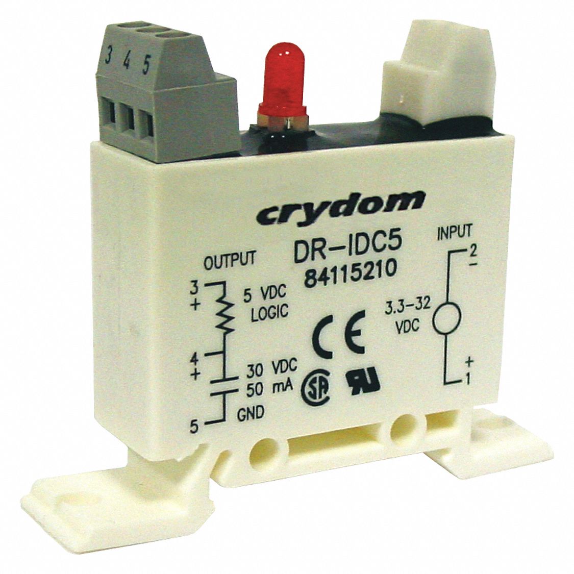 CRYDOM, DIN-Rail & Surface Relay Mounting, 5 Pins, Input Module - 1DTT8 ...