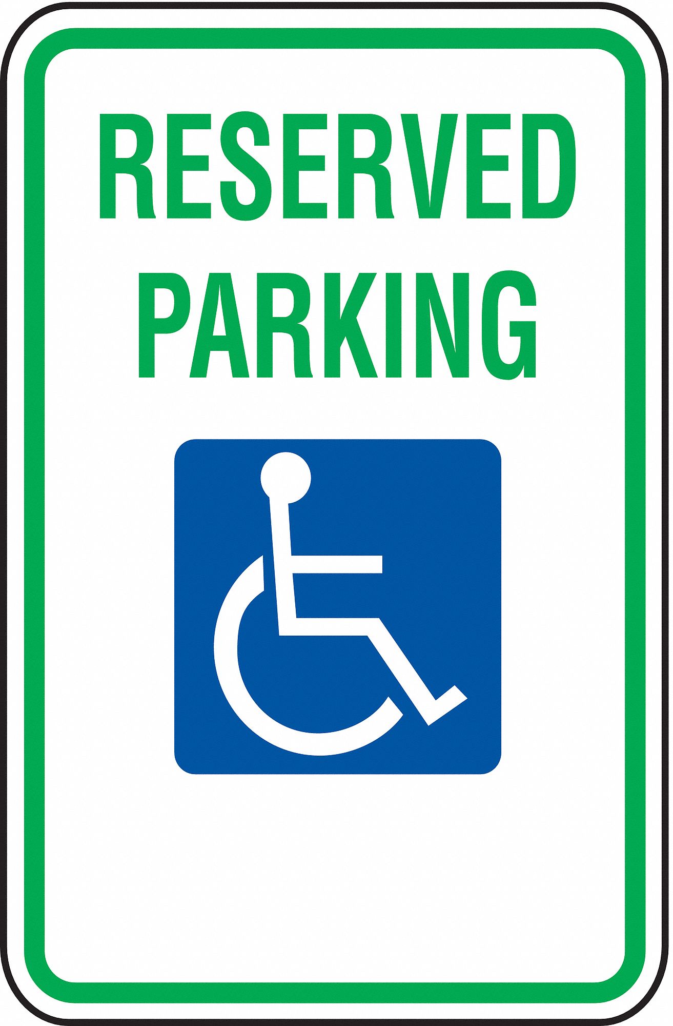 Handicap Parking Sign, MUTCD Code R7-8, Rectangle, Aluminum - Grainger
