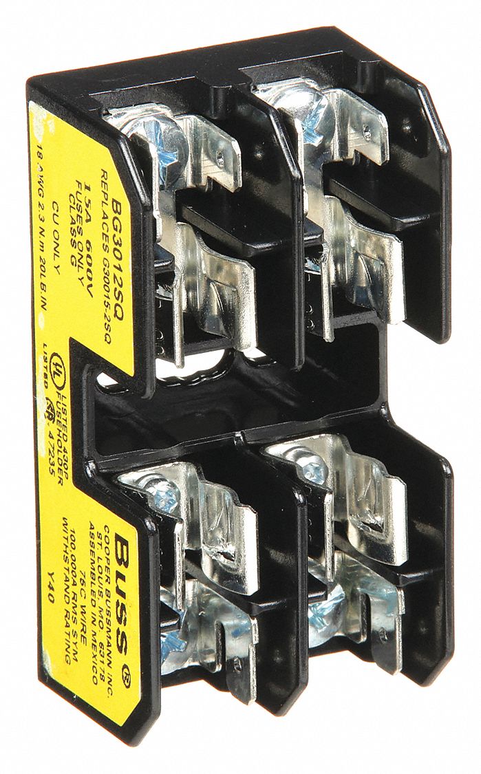 BUSSMANN, Open Block Design, 2 Pole, Fuse Block - 1DZ15|BG3012SQ - Grainger