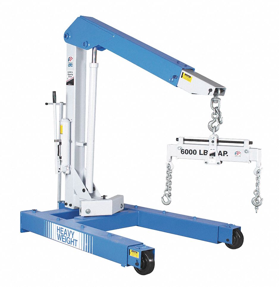 OTC Floor Crane, Heavy Duty, 6000 Capacity (Lb.), 88 Height (In.), 53 ...