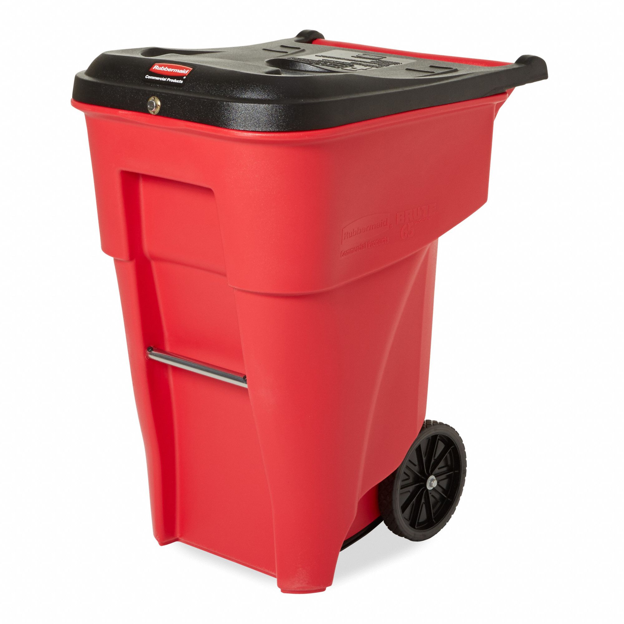 RUBBERMAID COMMERCIAL PRODUCTS Rollout Trash Can, 65 gal, Wheeled ...