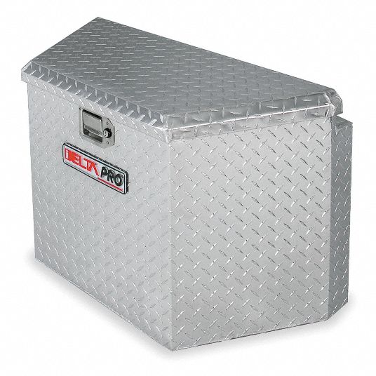 Trailer Tongue Box, Diamond Tread Aluminum, Silver, Single, 4.5 cu. ft ...