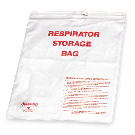 Respirator Storage Bag, 16" Length, 14" Width, Clear Vinyl - Grainger