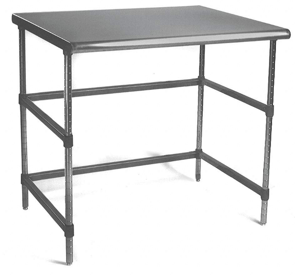 Adjustable Height Work Table, Stainless Steel, 30 in Depth, 34 1/2 in ...