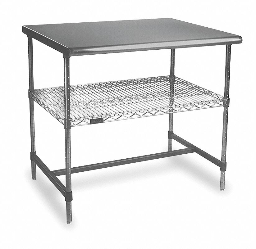 Adjustable Height Work Table, Stainless Steel, 30 in Depth, 34 1/2 in ...