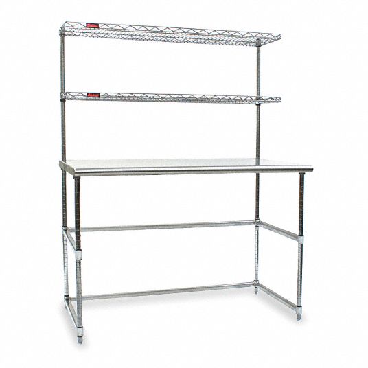 Adjustable Height Work Table, Stainless Steel, 30 in Depth, 63 in ...