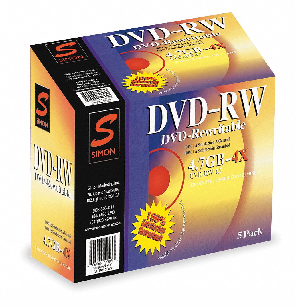 DVD+RW, 4.7 GB Capacity, 4x Speed - Grainger