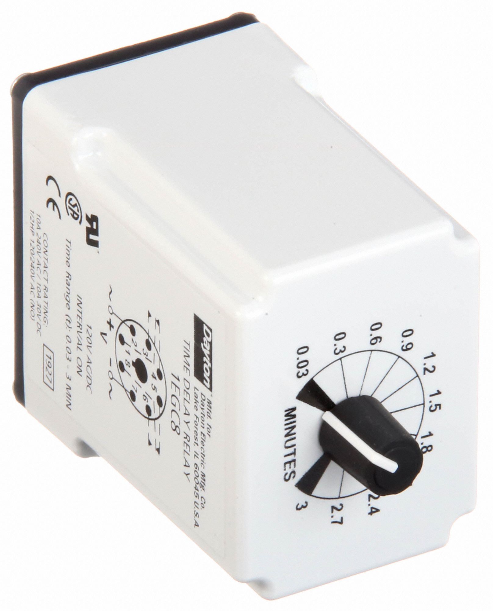 DAYTON Single Function Time Delay Relay: 8 Pins - Relay, Potentiometer ...