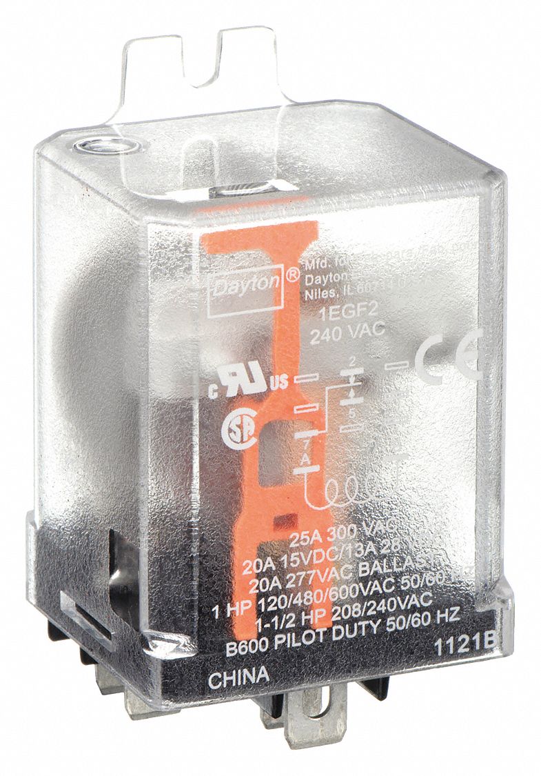 240V AC, 5-Pin Side Flange Enclosed Power Relay; Electrical Connection ...