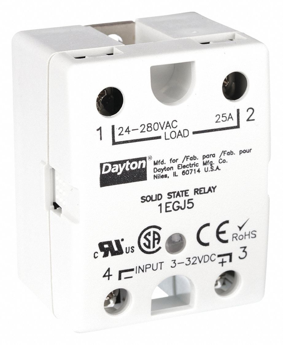 DAYTON, Surface Mounted, 25 A Max Output Current, Solid State Relay ...