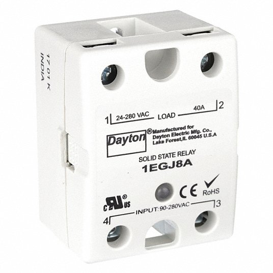 DAYTON, Surface Mounted, 40 A Max Output Current, Solid State Relay ... DAYTON, Surface Mounted, 40 A Max Output Current, Solid State Relay ...