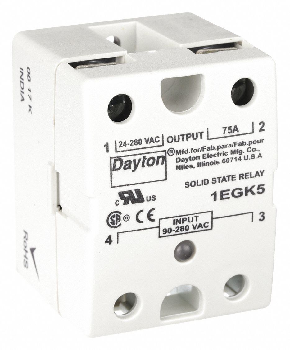 DAYTON, Surface Mounted, 75 A Max Output Current, Solid State Relay ...