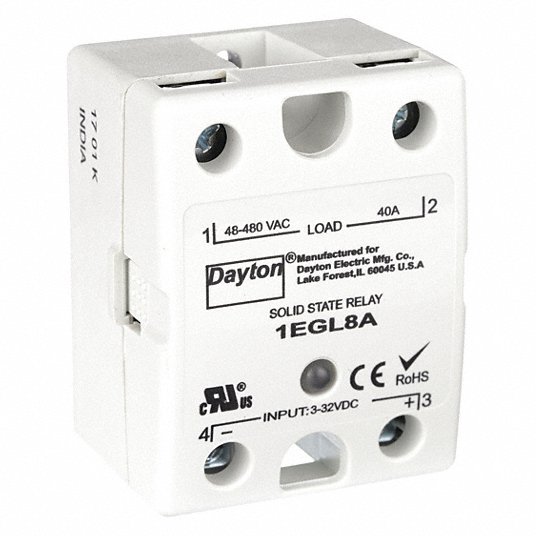 DAYTON, Surface Mounted, 40 A Max Output Current, Solid State Relay ... DAYTON, Surface Mounted, 40 A Max Output Current, Solid State Relay ...